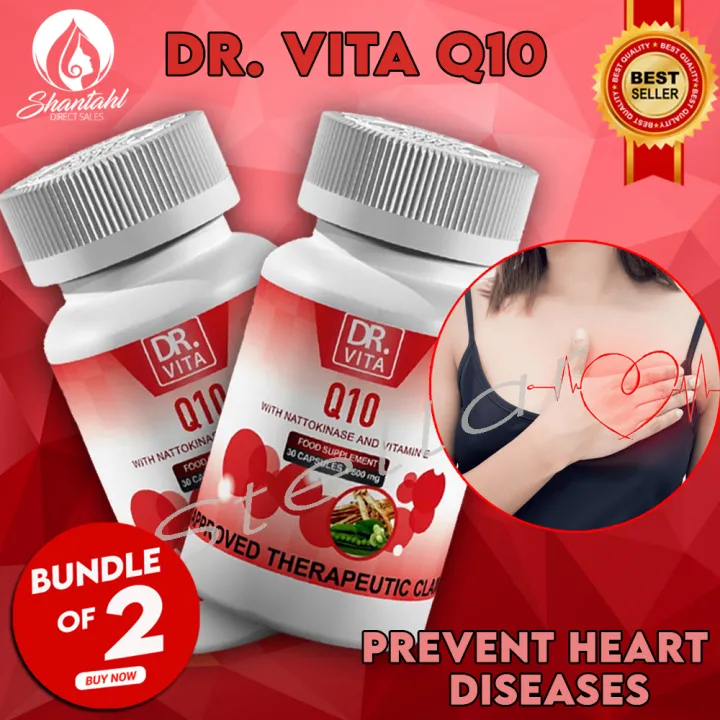 BUNDLE OF 2! Authentic Dr. Vita Q10 with Nattokinase and Vitamin E for Healthy heart 500mg 30 ...