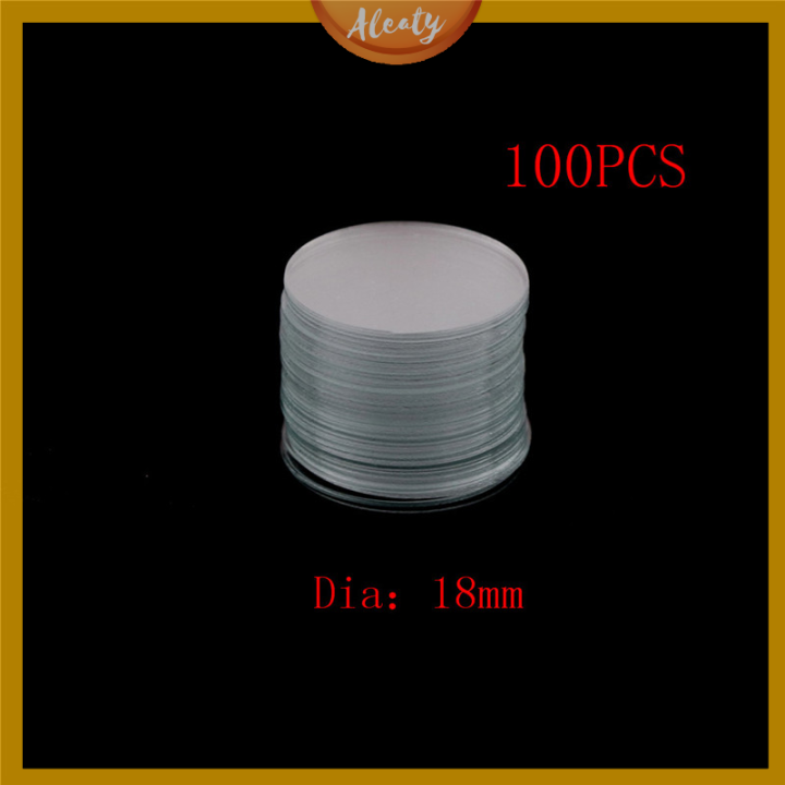 Aleaty💝 100Pcs Circular Round Microscope Slide Coverslip Cover Glass ...