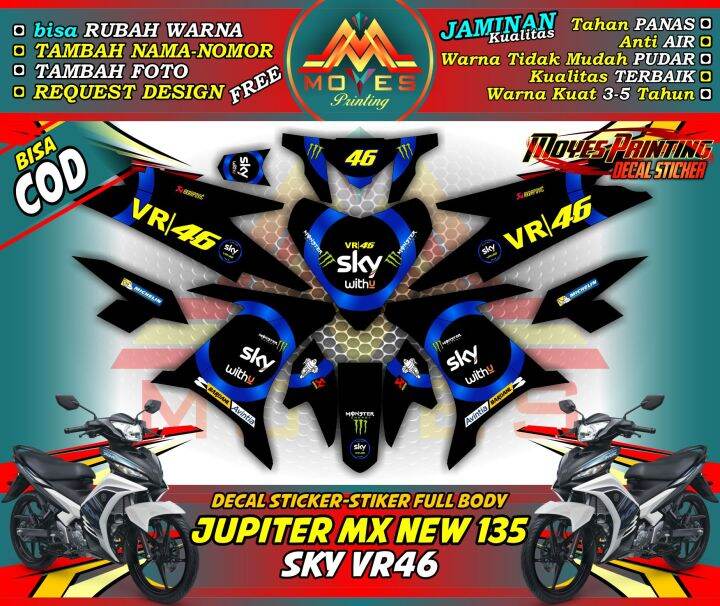 Decal Jupiter Mx New 135 Sticker Jupiter Mx 135 Motif Sky VR46 | Lazada ...