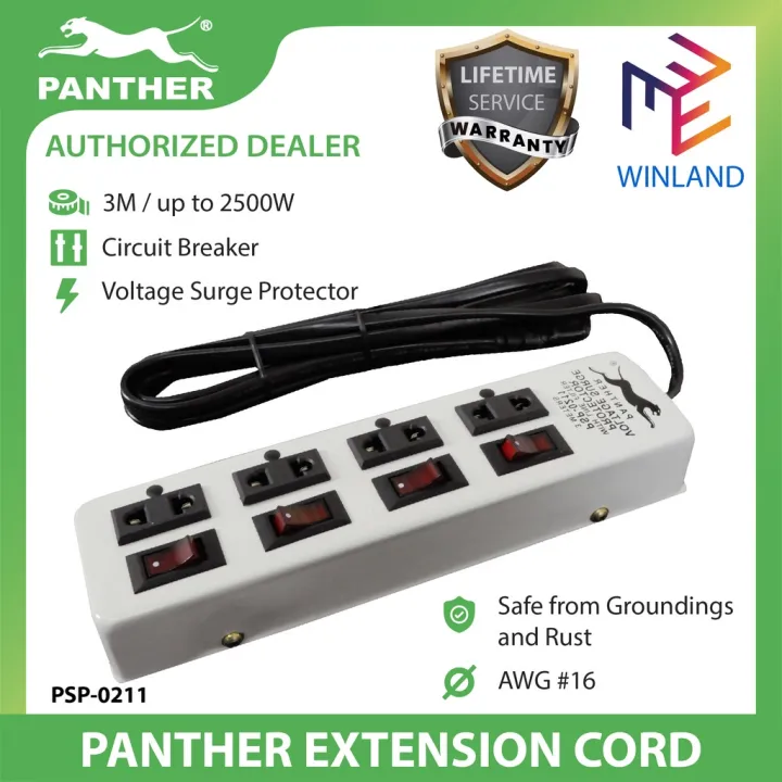 ♗Panther Original Power Extension Cord Voltage Surge Protector PSP 0211 ...