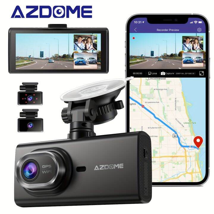 AZDOME M560 3 Channel 4K Dash Cam,128GB eMMC Storage, 4" IPS ...