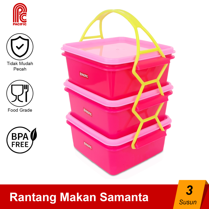PACIFIC Rantang Samanta Plastik 3 Susun Tempat Makan Food Storage Wadah ...