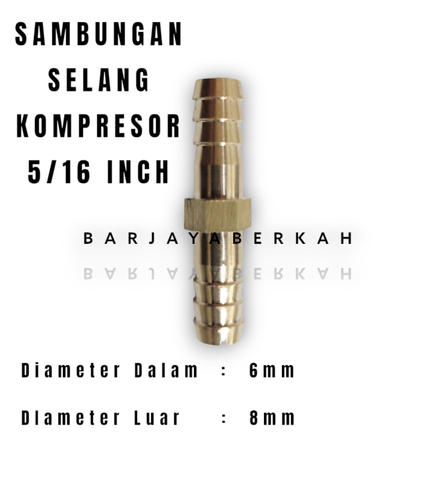 Sambungan Selang Kuningan Lurus Kompresor 5/16Inch Neple 2 Cabang 8mm ...