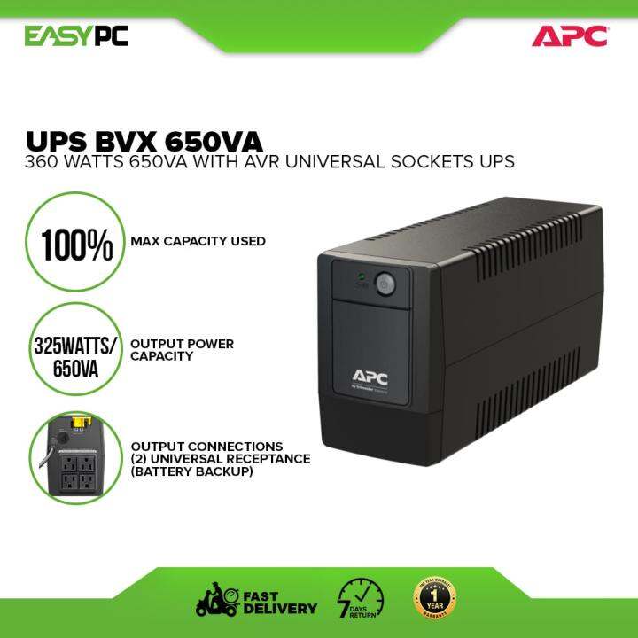 APC Back-Ups BVX650I-PH 360 Watts 650va with Avr Universal Sockets Ups ...