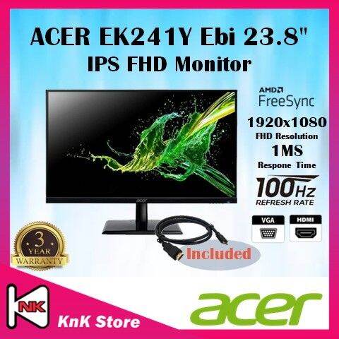 ACER EK241Y Ebi 23.8" FHD IPS MONITOR ( 1920x1080 , 100Hz , 1ms , VGA ...
