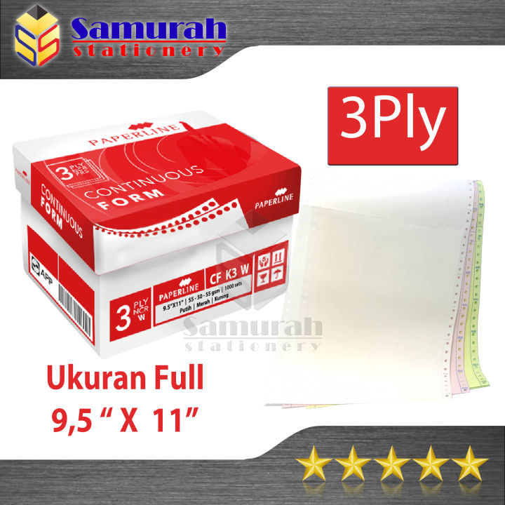 Kertas Continuous Form Paperline 9,5 x 11 K3 W Full 3 PLY NCR / 9,5 x ...