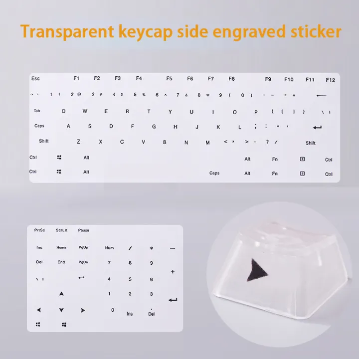 Side Engraved Sticker For Mechanical Keyboard Clear ABS Keycaps English ...