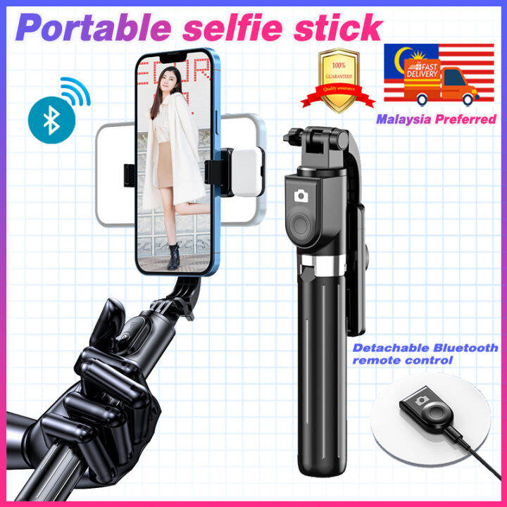 Portable Bluetooth-Compatible Tripod Selfie Pole: Remote Control Stand ...