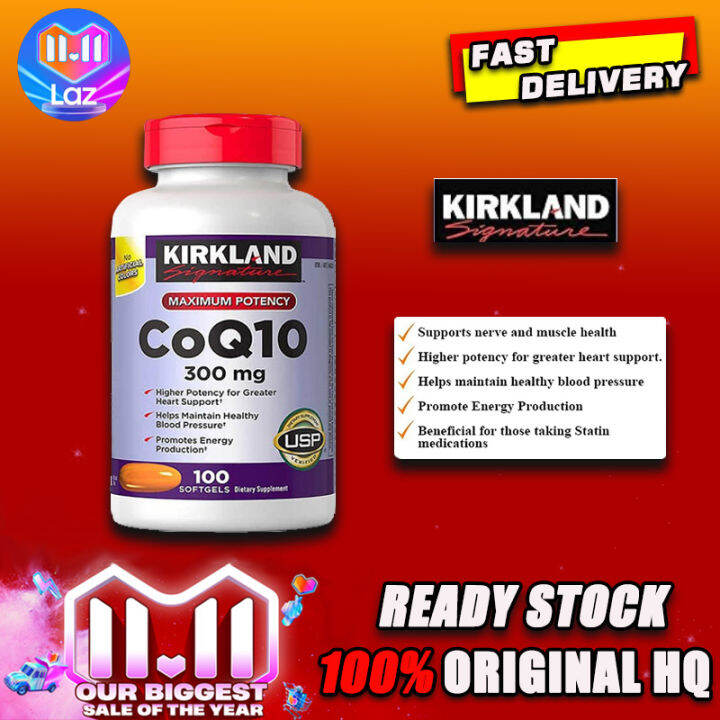 READY STOCK Kirkland Signature Maximum Potency CoQ10 300 mg (100 ...