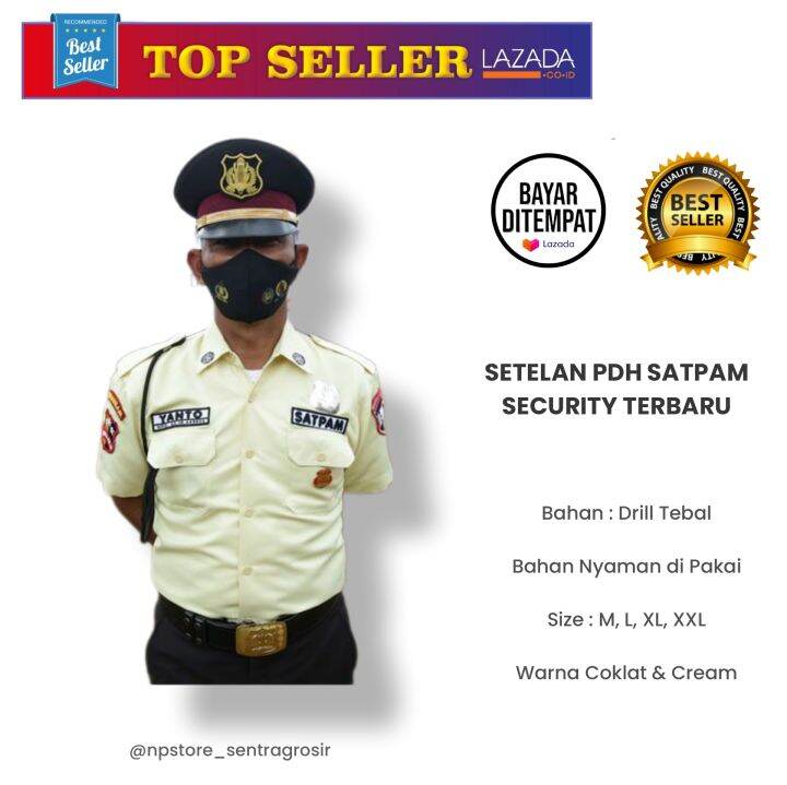 PROMO Setelan Seragam PDH Security Satpam Baru Cream dan Coklat 2023 || Baju PDH Satpam Security ...