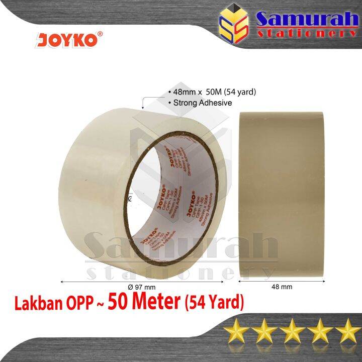 Lakban Plastik OPP Tape 48 mm x 50 Meter Joyko Bening - Coklat 2" / Perekat Solatip 54 Yard 2 ...