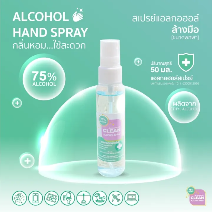 Clean Alcohol สเปรย์แอลกอฮอล์ล้างมือ Alcohol Hand Spray | Lazada.co.th