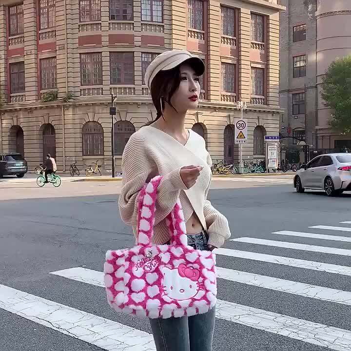 Hello Fluffy กระเป๋าถือสำหรับ Y2k สาวใหม่ Sanrio แฟชั่นสไตล์เกาหลีไหล่ ...