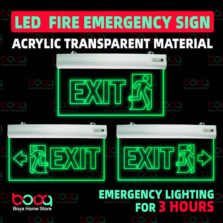Fire escape sign LED emergency light FIRE EXIT emergency light acrylic ...