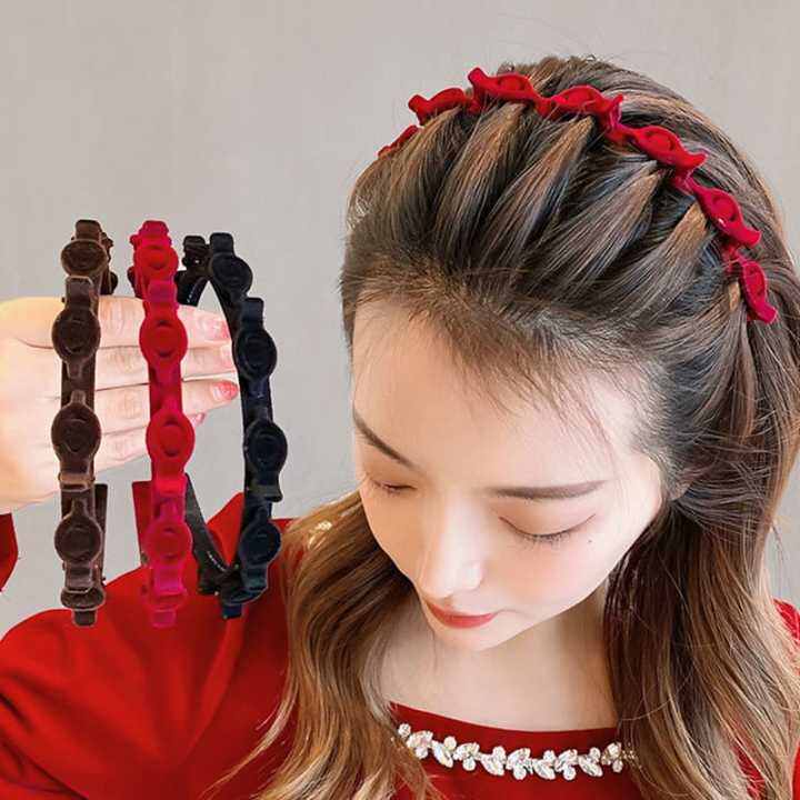 Bando Rambut 2in1 Jepit Beludru Premium Aksesoris Fashion Wanita Korea ...