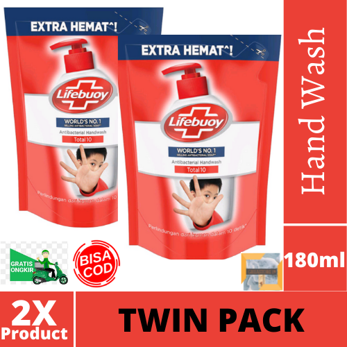 Lifebuoy Hand Wash Sabun Cuci Tangan Kemasan Refil [TWIN PACK] 2 x 180 ml - Lifebuoy Refill ...