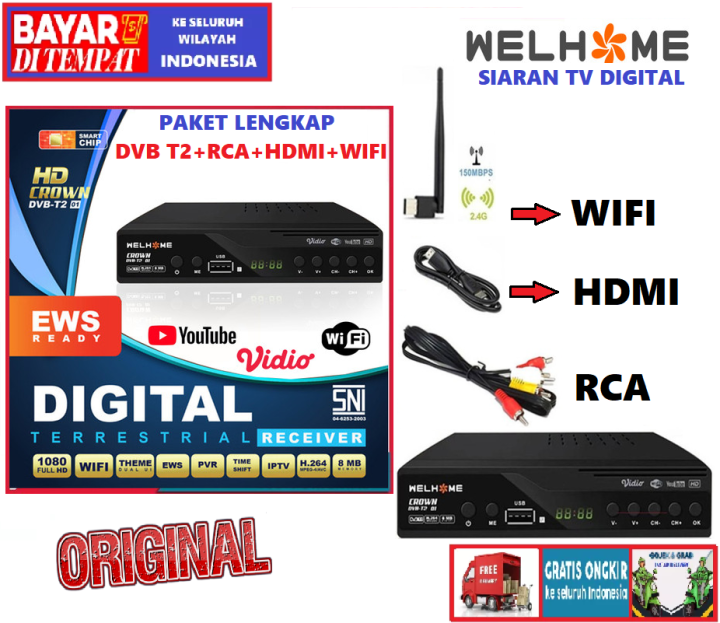 STB Set Top Box Tv Digital Welhome DVB T2 EWS UHF HD set topbox - STB RCA DONGLE WIFI | Lazada ...