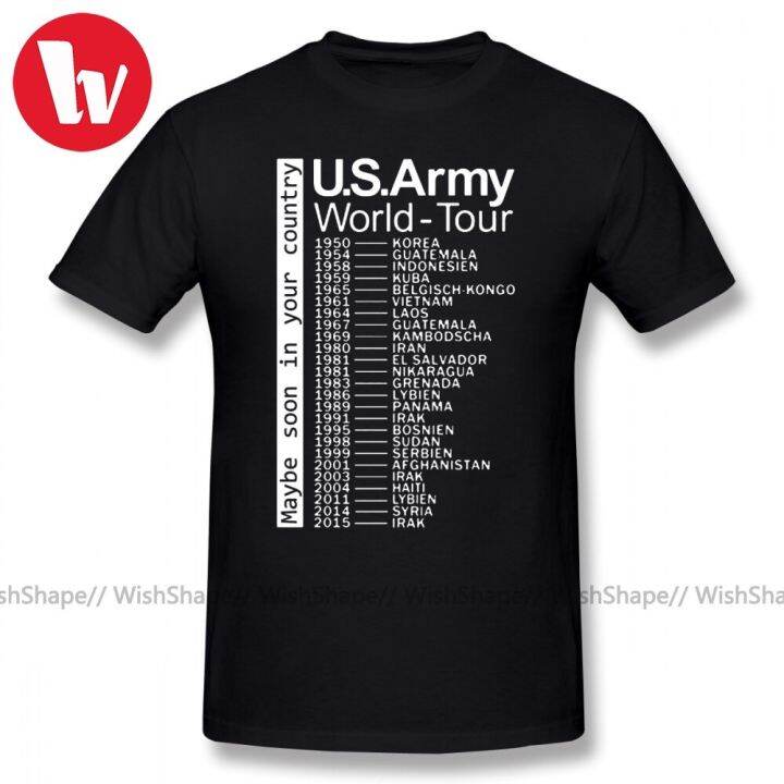 เสื้อยืดแขนสั้นพิมพ์ลายตัวอักษร Us Army World Tour แฟชั่นผู้ชาย 2022 ...