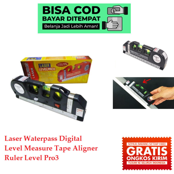 Laser Waterpass Digital Level Measure Tape Aligner Ruler Level Pro3 ...