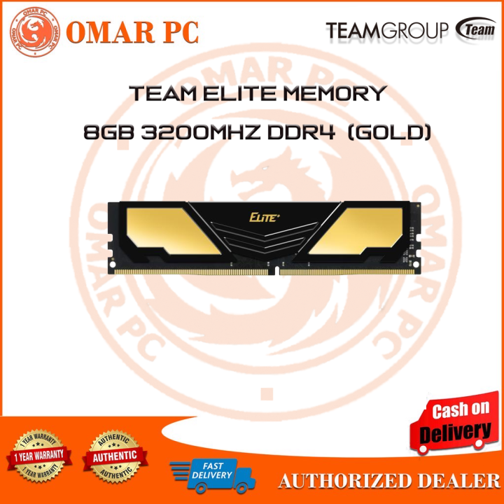 TEAM ELITE PLUS DESKTOP MEMORY 8GB RAM DDR4 3200MHz (Red / Gold) and 8GB RAM DDR4 2666Mhz (Red ...