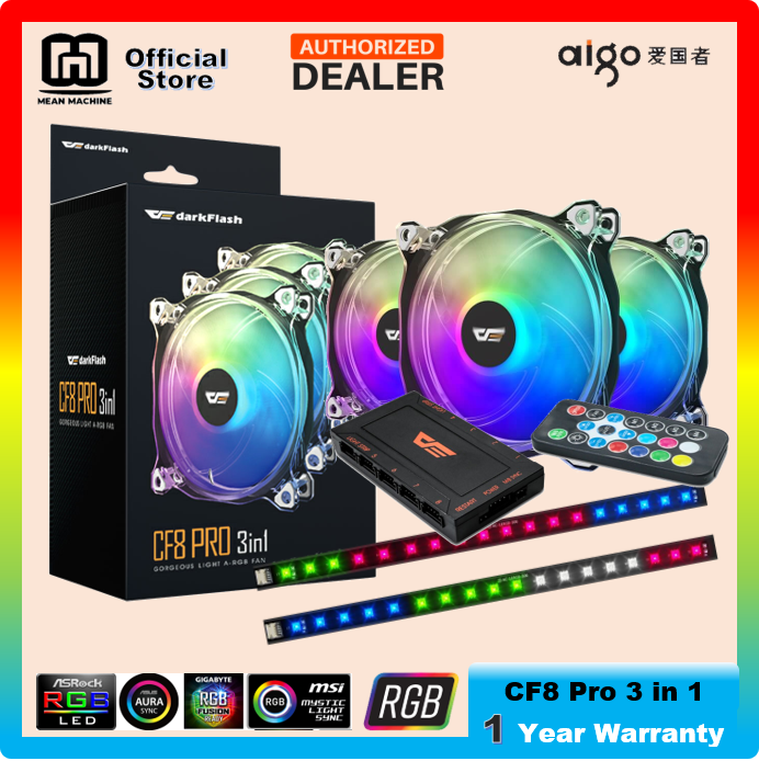 Darkflash CF8 Pro RGB 8 Fan Kit ARGB Sync 5V 3 Pin Fan Package ( Remote ...