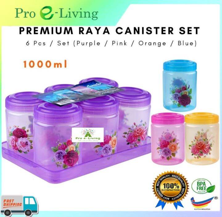 6pcs Container Set + 1pc Serving Plate | Bekas Kuih Raya | Botol Kuih ...