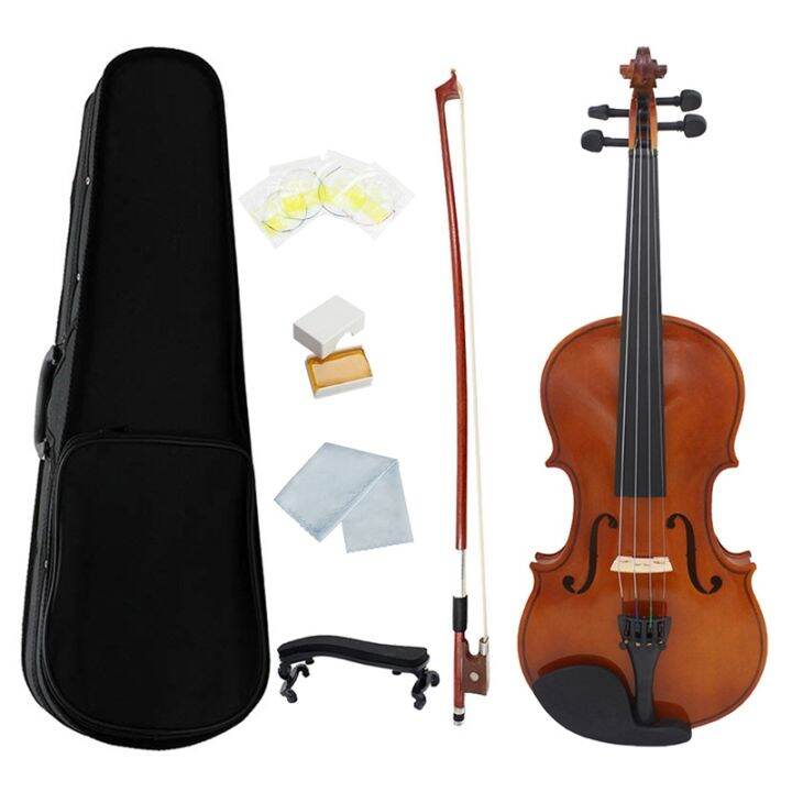 Violin Natural Acoustic Solid Wood Spruce Flame Maple Veneer Violin Fiddle with Case Rosin Bow ...