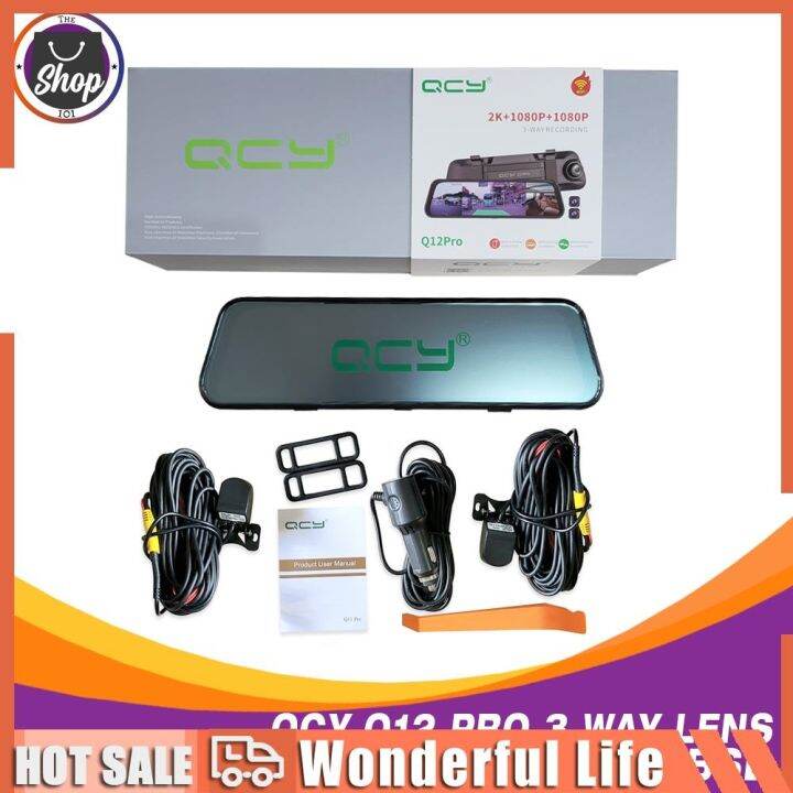 NEW QCY Q12 PRO 3 Way Dashcam With WIFI BSD 1440P Front 2x 1080P Back ...