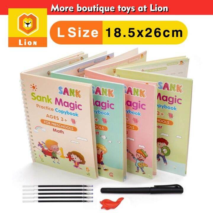 Lion Toy Store [ 4 Books 1 Pen 5 Refill ] English Lettering Education ...