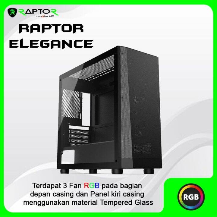 Casing Gaming RAPTOR ELEGANCE - include 3 FAN RGB ROVER | Lazada Indonesia