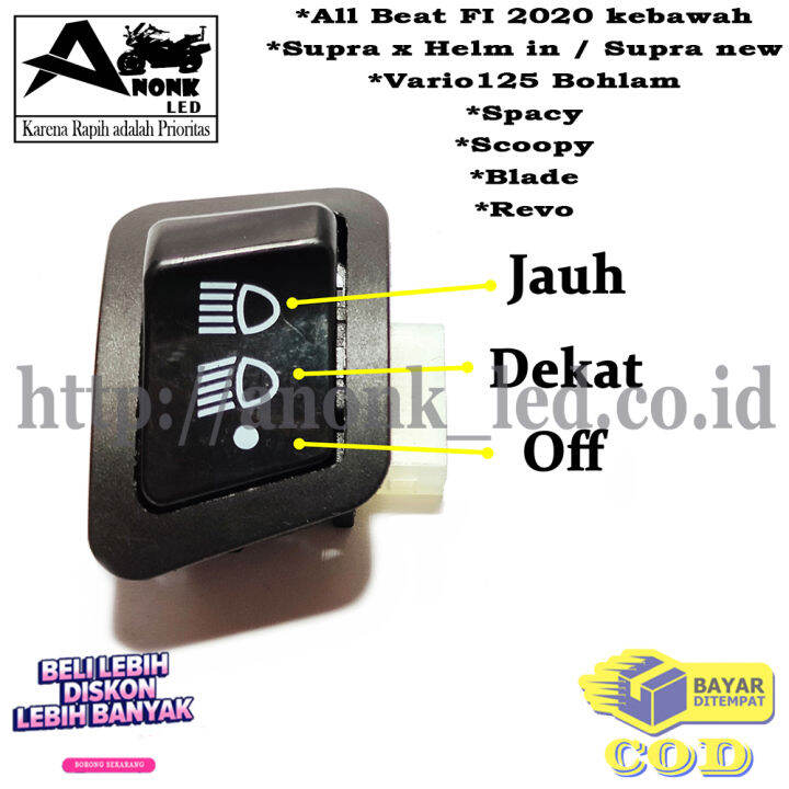 Saklar Lampu Motor Honda / Tombol Lampu DIM Motor Beat 3 Fungs ON OFF ...