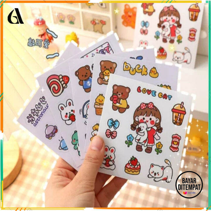 Stiker lucu aeshtetic mini dan imut korea sticker tempel di HP / Buku ...