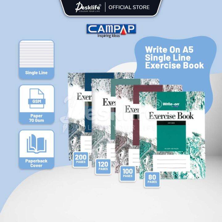 Desklife Campap Write On A5 Single Line Exercise Book Notebook Buku ...