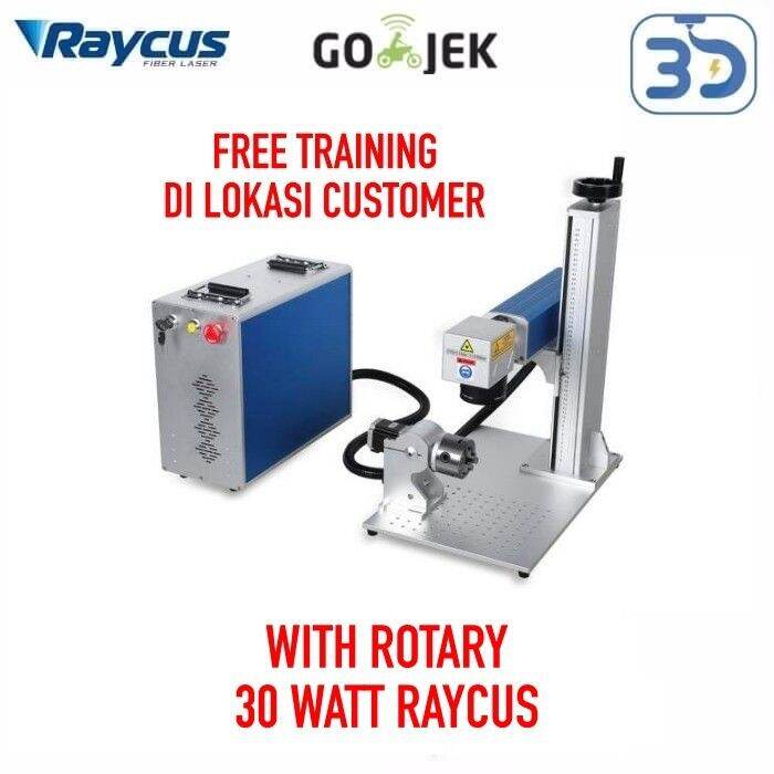 Zaiku Fiber Laser Marking with Rotary 30 Watt Grafir Engraving Besi ...