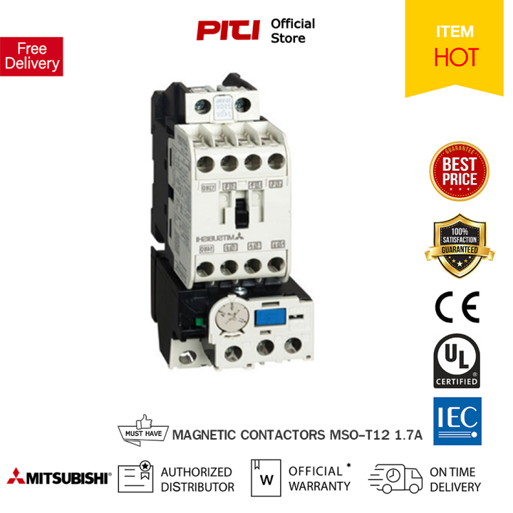 Mitsubishi Magnetic Contactor MSO-T12 220V 1.7A 1NO+1NC ชุดแมกเนติก + โอเวอร์โหลดรีเลย์ ต้องที่ ...