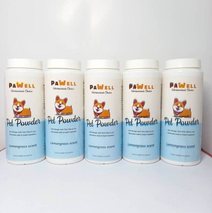 [VET SUPPORT] 5pcs Pawell Pet Powder 110grams Lemongrass Scent / Anti ...