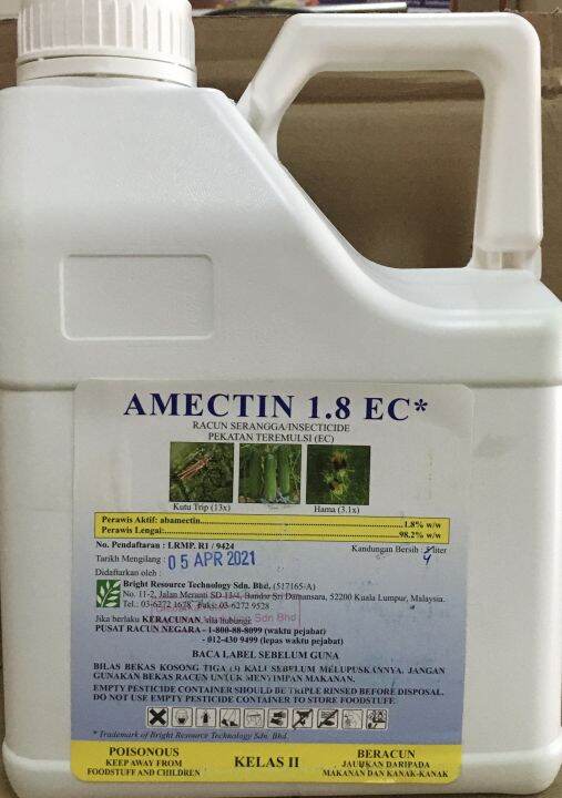 Amectin 1.8EC 4L / racun serangga / kutu trip & hama / abamectin ...