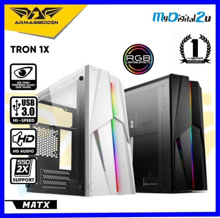 Armageddon Tron 1X MATX PC Gaming Case / RGB Light Strip Front Panel ...