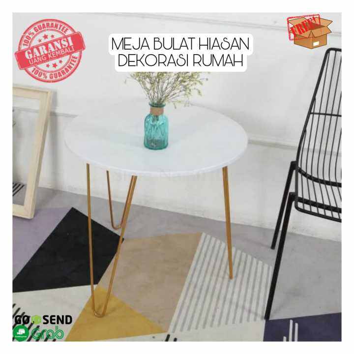 Meja 60cm Teras Hias Bulat Table Round Coffe Meja Gold Tinggi 70 cm ...