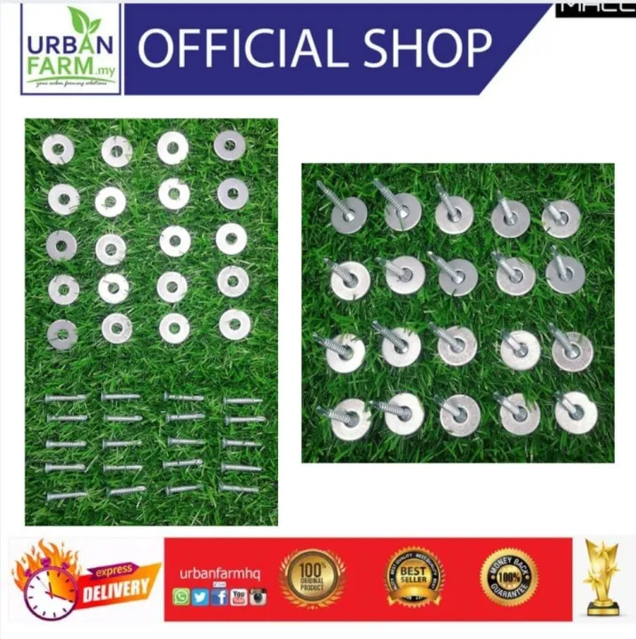 (20 & 50 pcs) SELF DRILLING SCREW WITH WASHER AWNING SCREW SKRU ONING ...