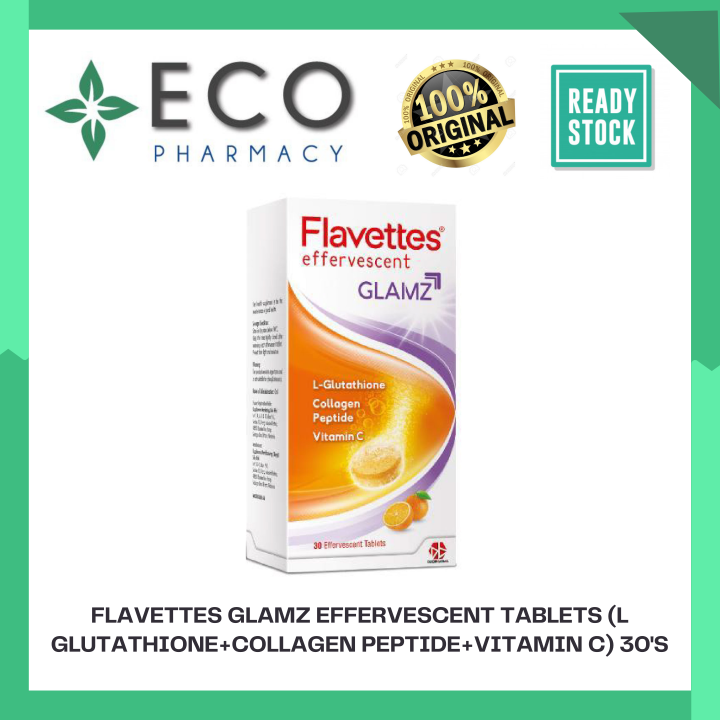 FLAVETTES GLAMZ EFFERVESCENT TABLETS (L GLUTATHIONE+COLLAGEN PEPTIDE ...