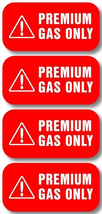 Premium Gas Only Sticker 4 PACK 2"x1" Fuel Stickers Decals 91 Octane ...