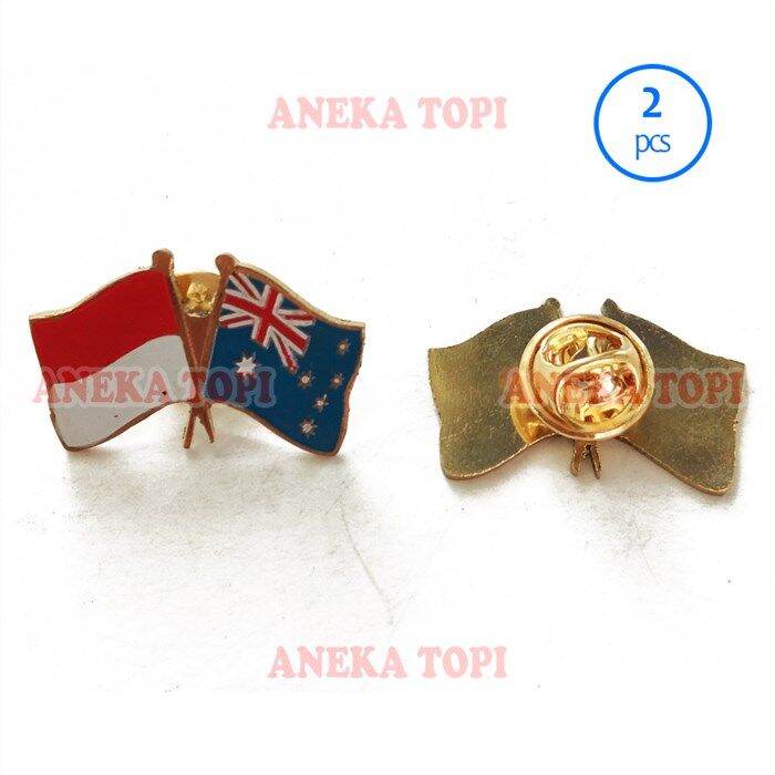 Flag Pin - Pin Bendera Persahabatan Indonesia Dan Australia Pin Cross ...