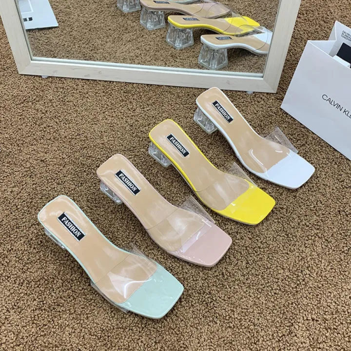 Pretty Annie รองเท้า ผู้หญิง รองเท้า แตะหญิง รองเท้าส้นแก้ว รองเท้าแตะ ...