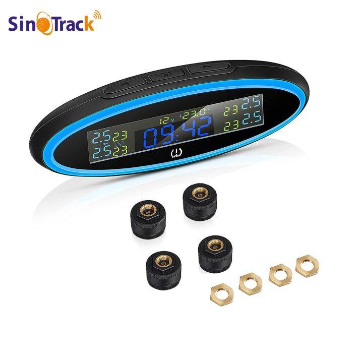 Sinotrack Car Tpms Tire Pressure Monito With 4 External Built In Sensors Real Time Temperature