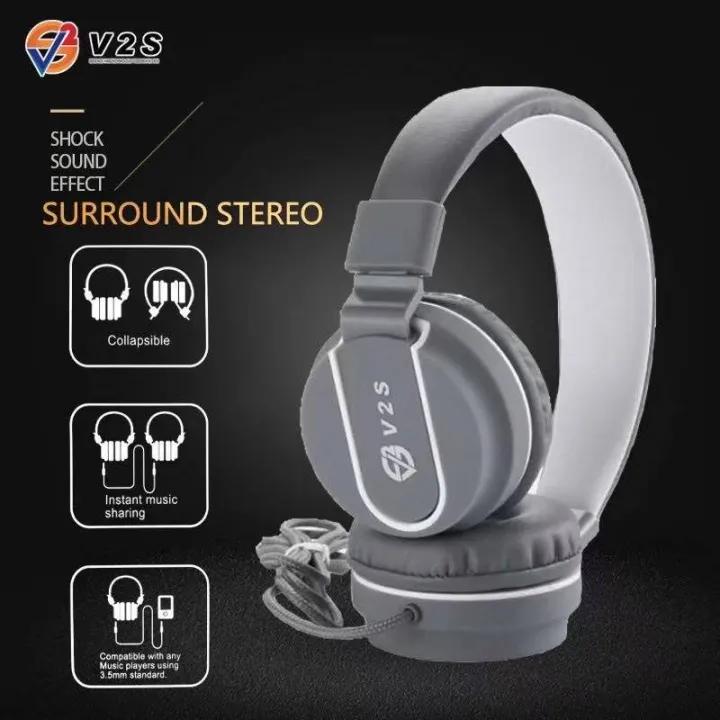 V2S SE5222 Wired Headphone Collapsible 3.5mm Jack Foldable Adjustable ...