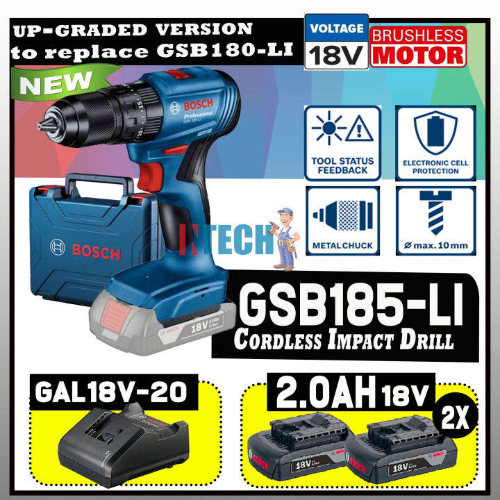 BOSCH GSB185-LI / GSB185LI BRUSHLESS MOTOR CORDLESS 18V IMPACT DRILL ...