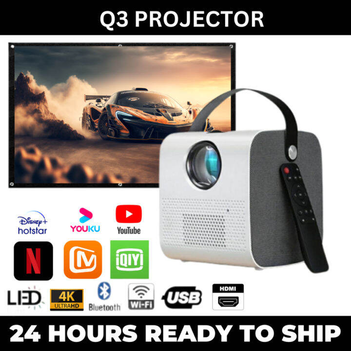 (100% Original) NEW MODEL Q3 Pro Projector 2K UHD Resolution Built-in ...