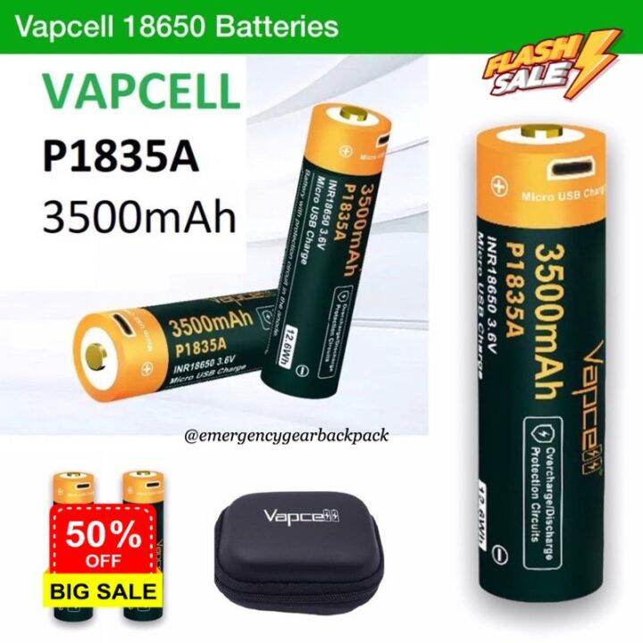 Vapcell P1835A 18650 3500mAh 3.6V 10A USB Rechargeable Li-ion Battery #แบตโทรศัพท์ #แบต ...
