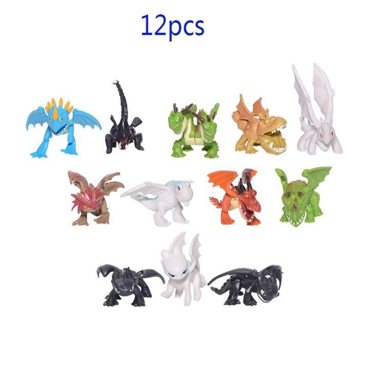 12 Pieces/Set How to Train Your Dragon Hidden World Toothless Fury Mini ...